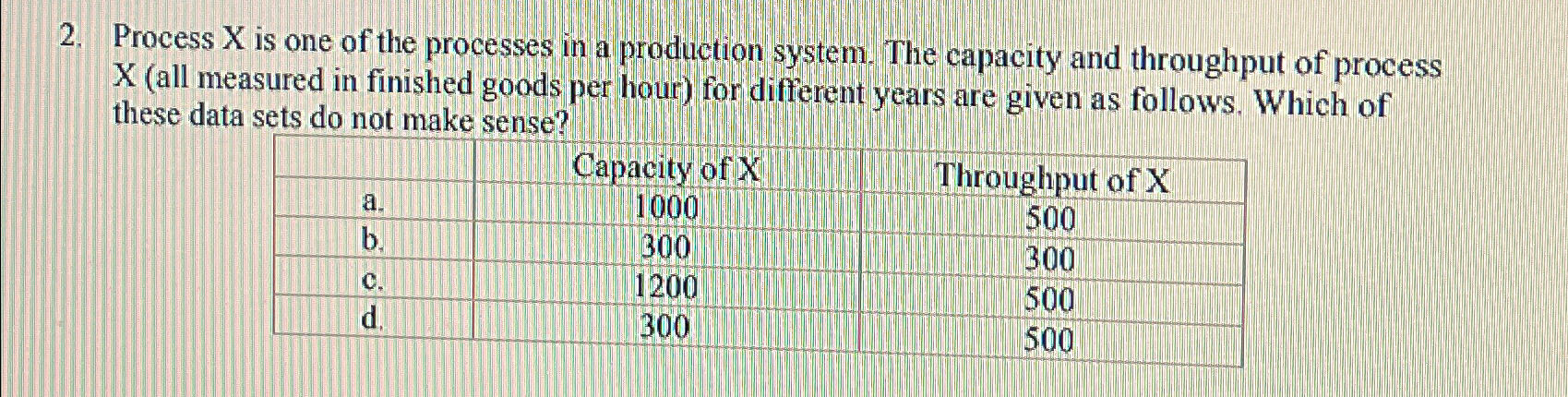 Solved Process x ﻿is one of the processes in a production | Chegg.com