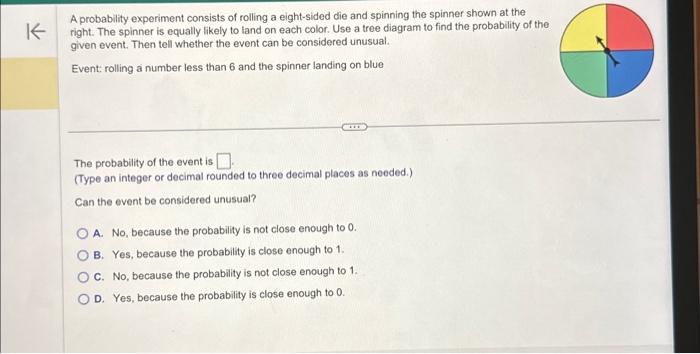 Solved A probability experiment consists of rolling a | Chegg.com