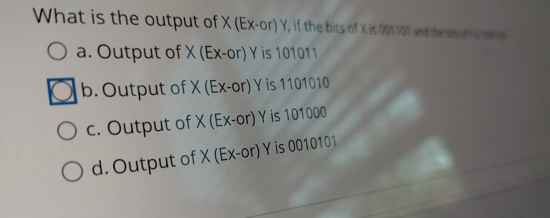 Solved What is the output of x (EX-or) Y, ﻿if the bis of Xis | Chegg.com