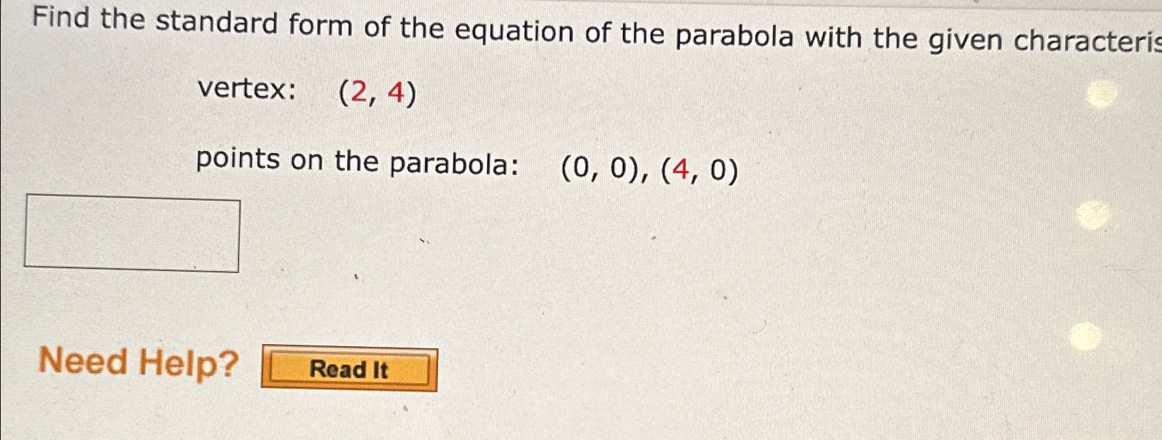 Solved Find the standard form of the equation of the | Chegg.com