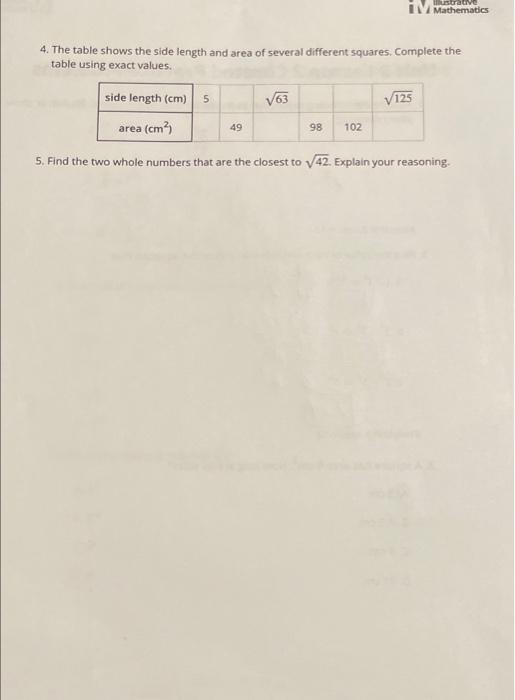 Solved i Mathematics 4. The table shows the side length and | Chegg.com