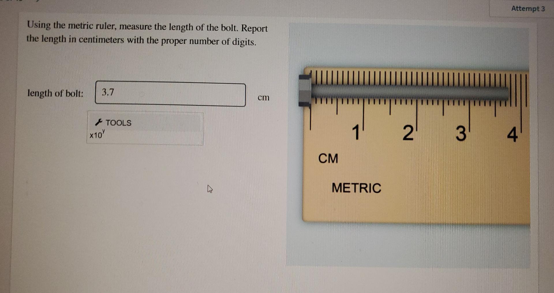 Solved Attempt 3 Using the metric ruler, measure the length | Chegg.com