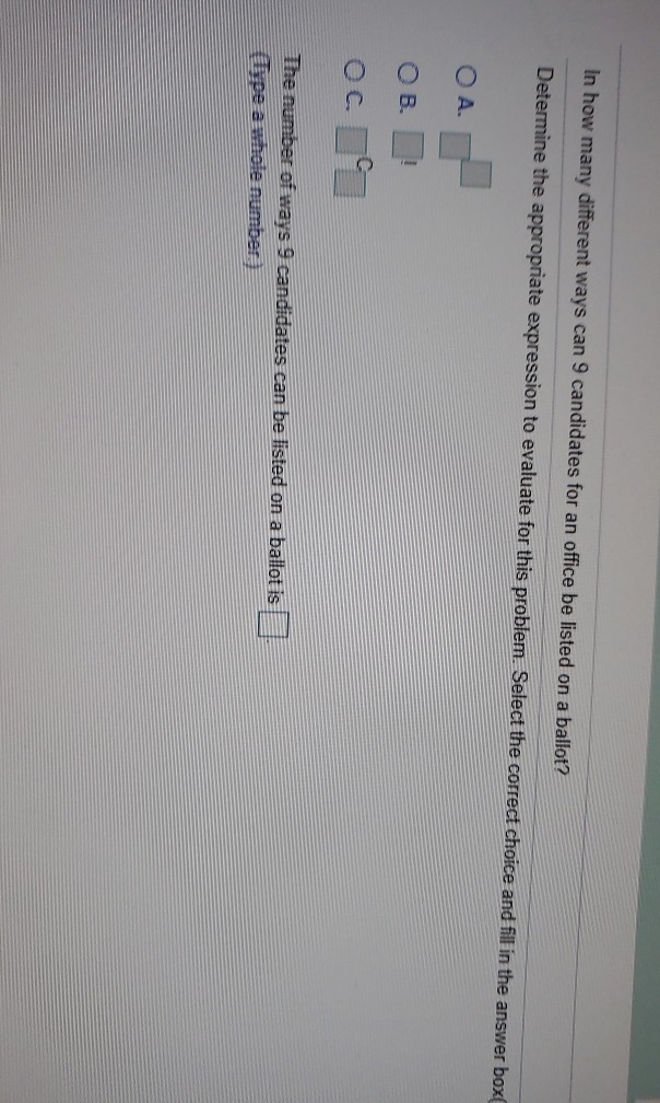 Solved In how many different ways can 9 candidates for an | Chegg.com