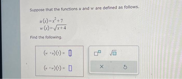 Solved Suppose that the functions \\( u \\) and \\( w \\) | Chegg.com