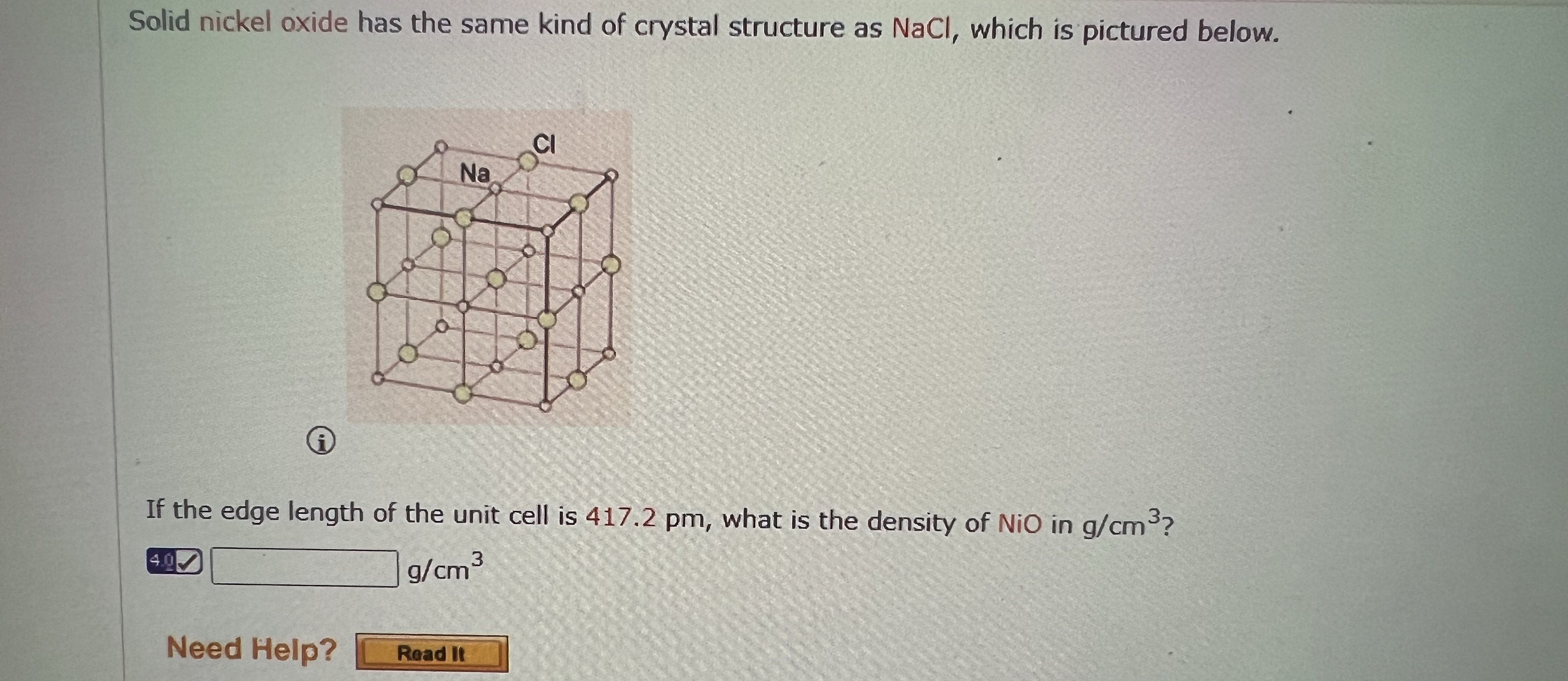 Solid nickel oxide has the same kind of crystal | Chegg.com