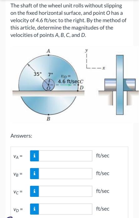 Solved The shaft of the wheel unit rolls without slipping on | Chegg.com