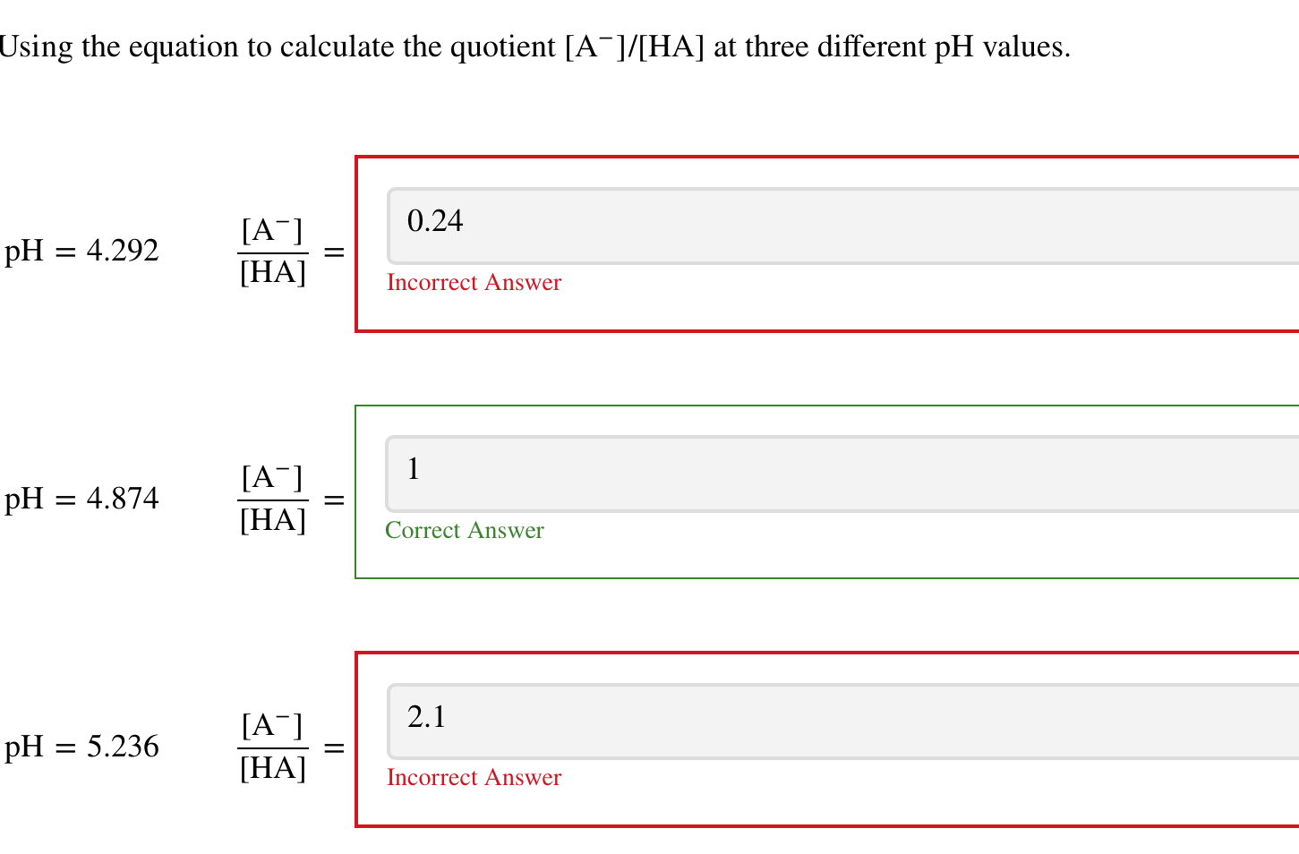 Solved Using the equation to calculate the quotient A-HA ﻿at | Chegg.com