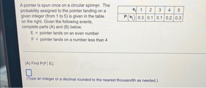 Solved A pointer is spun once on a circular spinner. The | Chegg.com