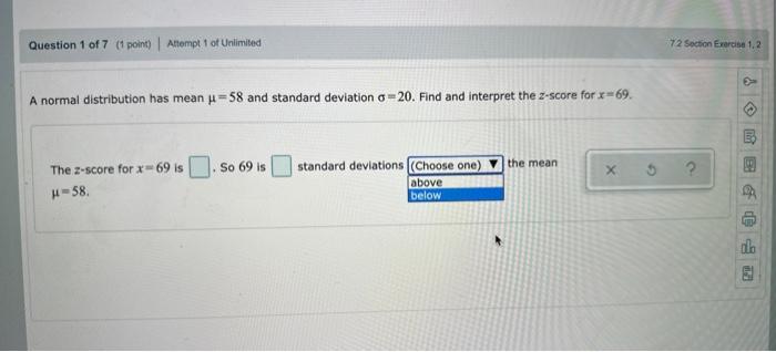[solved] A Normal Distribution Has Mean 58 And Standard D