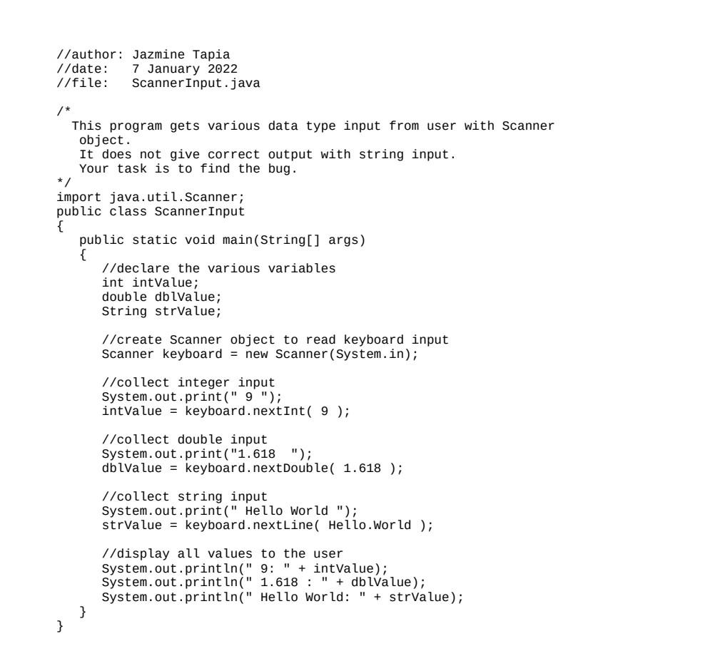 Solved Enter an integer value: 9 Enter a double value: 1.618 | Chegg.com
