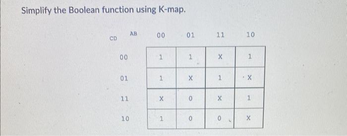Solved Simplify the Boolean function using K-map.Y=B+C | Chegg.com