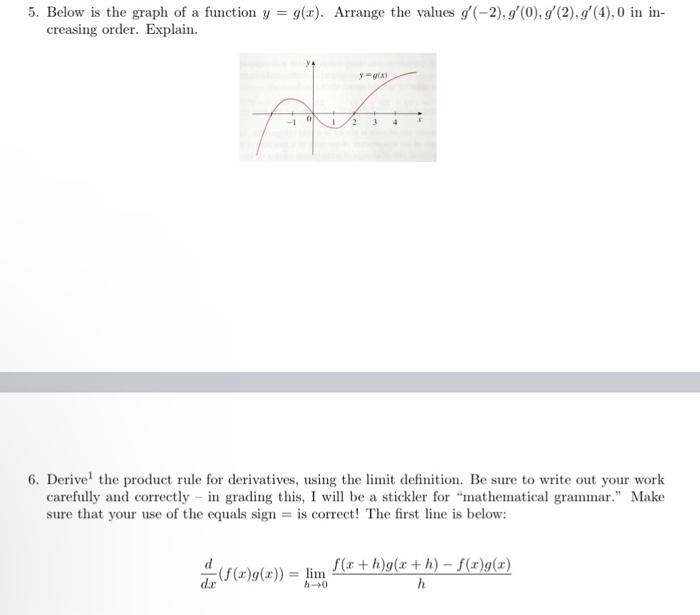 Solved 5. Below is the graph of a function y=g(x). Arrange | Chegg.com