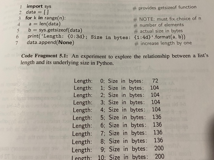 Solved R-5.3 Modify the experiment from Code Fragment 5.1 in | Chegg.com