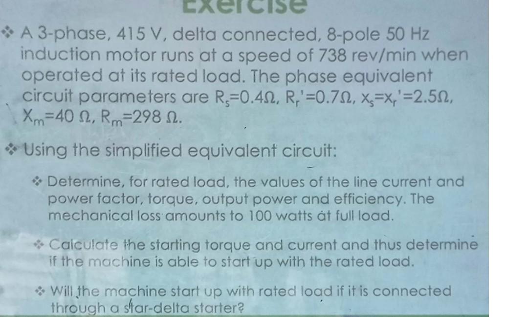 Solved A 3-phase, 415 V, delta connected, 8-pole 50 Hz | Chegg.com