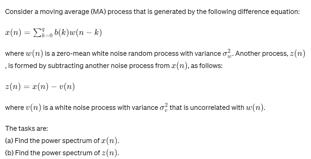 Solved Consider a moving average (MA) ﻿process that is | Chegg.com