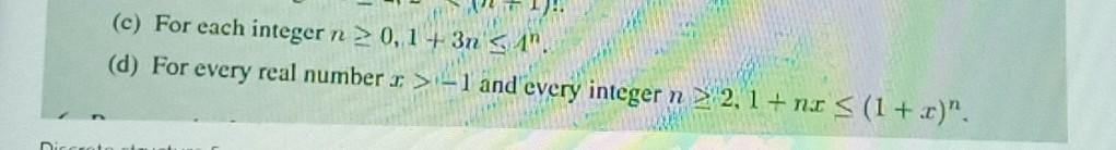 Solved (c) For each integer n > 0,1 + 3n 51. (d) For every | Chegg.com