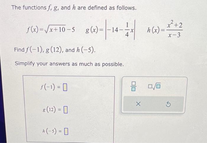 Solved The functions f,g, and h are defined as follows. | Chegg.com
