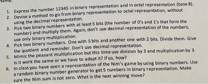 Solved 1. Express the number 12345 in binary representation | Chegg.com