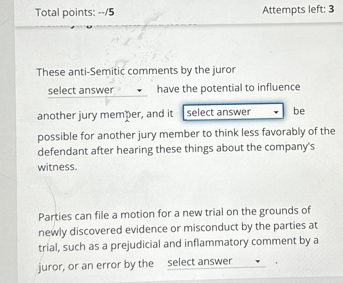 Solved Total points: --/5Attempts left: 3These anti-Semitic | Chegg.com
