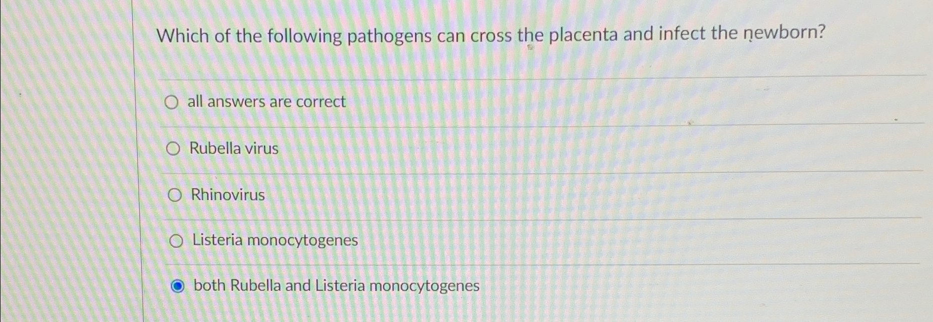 Solved Which of the following pathogens can cross the | Chegg.com