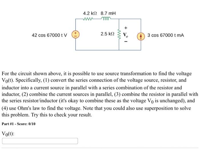 Solved For the circuit shown above, it is possible to use | Chegg.com