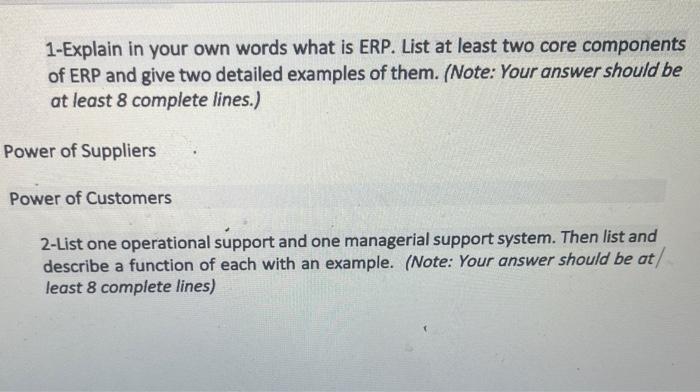 Solved 1-Explain in your own words what is ERP. List at | Chegg.com