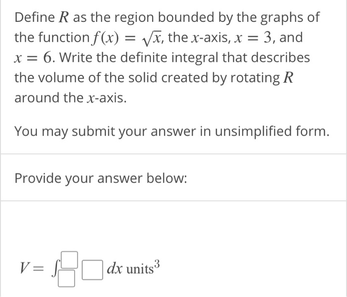 Solved Define R as the region bounded by the graphs of the | Chegg.com