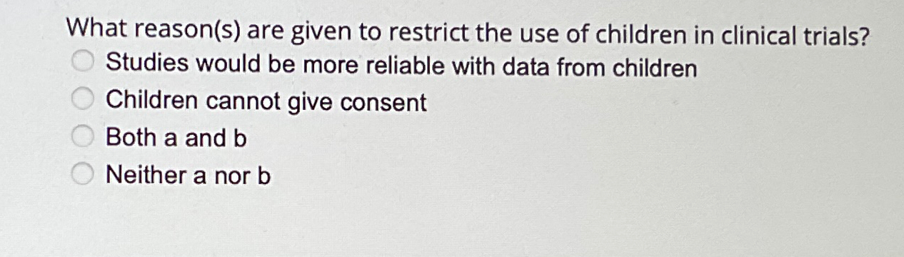 Solved What reason(s) ﻿are given to restrict the use of | Chegg.com