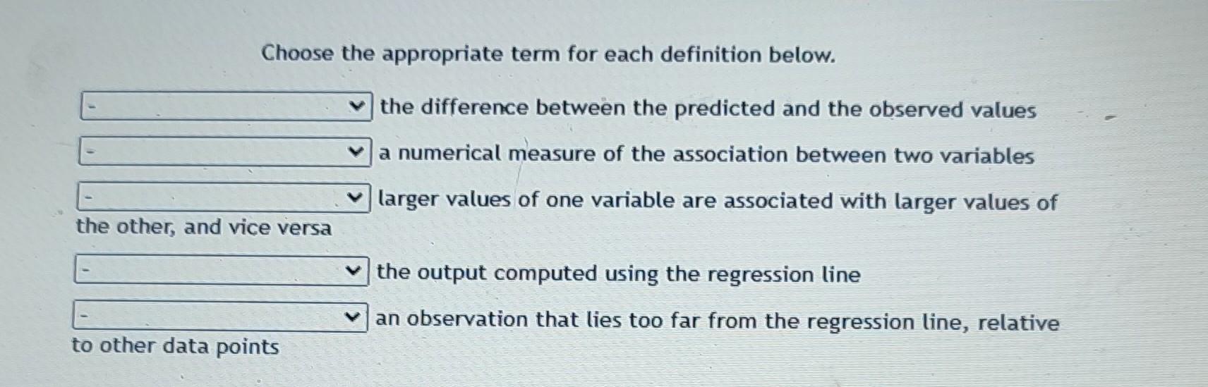 Solved Choose the appropriate term for each definition | Chegg.com