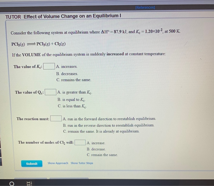 Solved (References) TUTOR Effect of Volume Change on an | Chegg.com