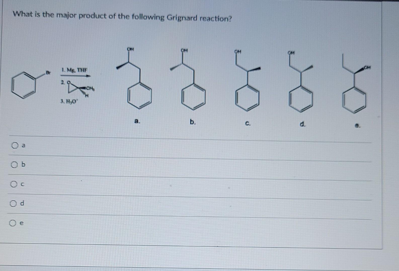 Solved What is the major product of the following Grignard | Chegg.com