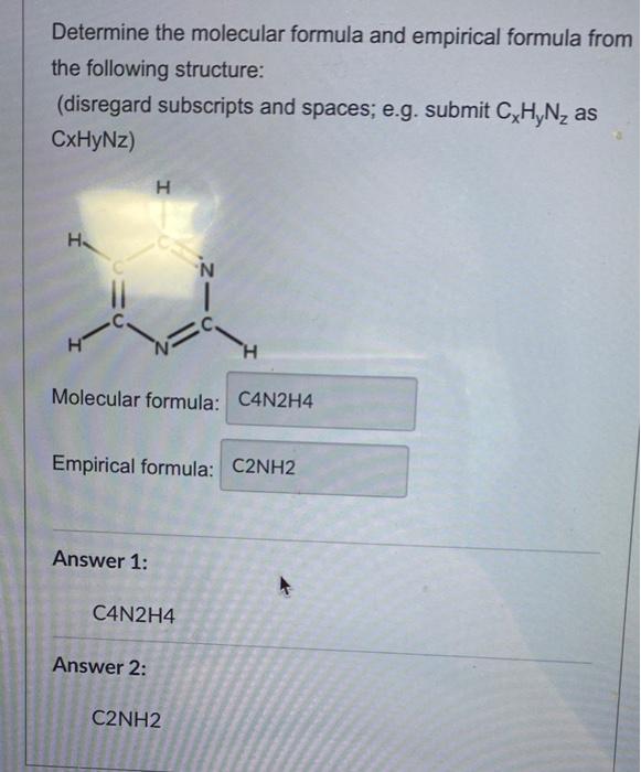 Solved Determine the molecular formula and empirical formula | Chegg.com