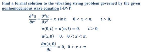Solved Find a formal solution to the vibrating string | Chegg.com