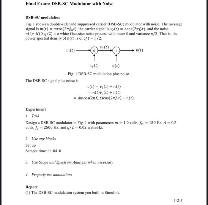 Solved DSB-SC modulation Fig. 1 shows a double-sideband | Chegg.com