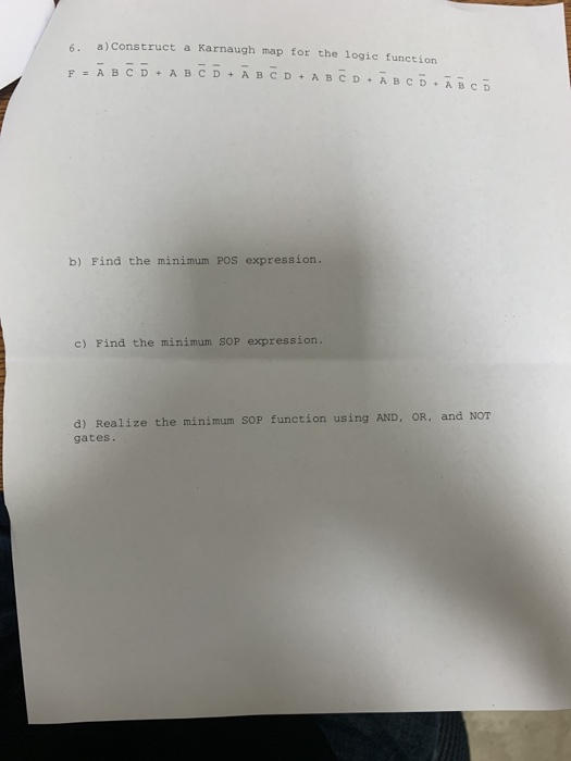 Solved a) Construct a Karnaugh map for the logic function 6. | Chegg.com