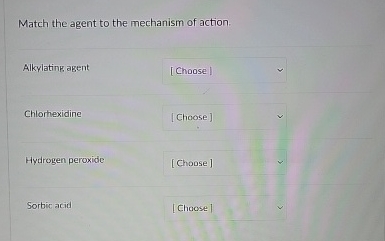 Solved Match the microbial growth control term with its most | Chegg.com