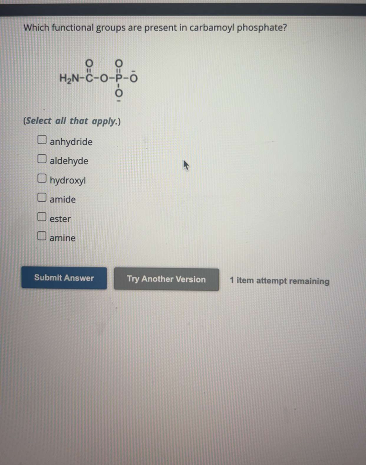 Solved Which functional groups are present in carbamoyl | Chegg.com