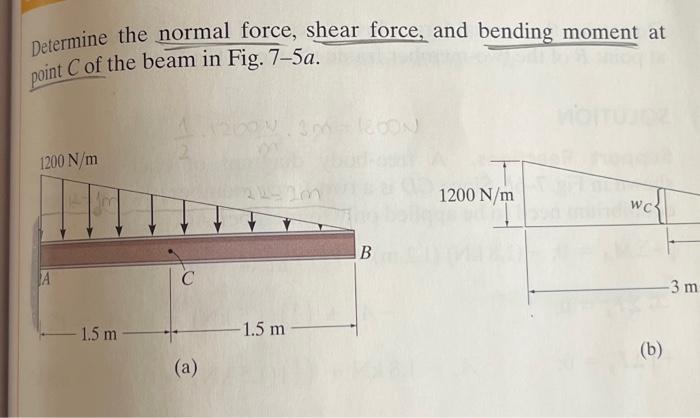 Solved Determine the normal force, shear force, and bending | Chegg.com