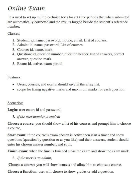 Solved Online Exam It is used to set up multiple-choice | Chegg.com