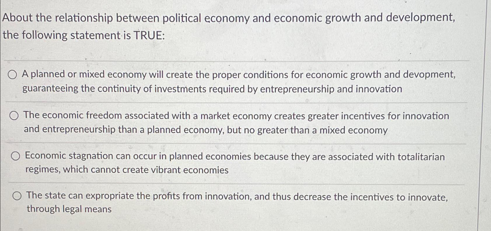 Solved About the relationship between political economy and | Chegg.com