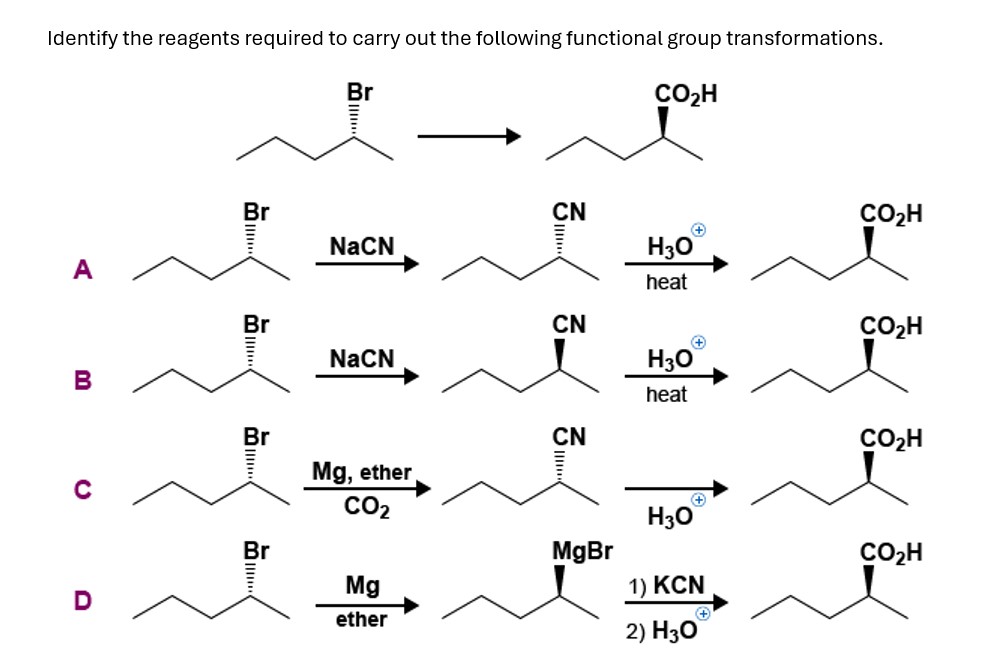 Solved Identify the reagents required to carry out the | Chegg.com