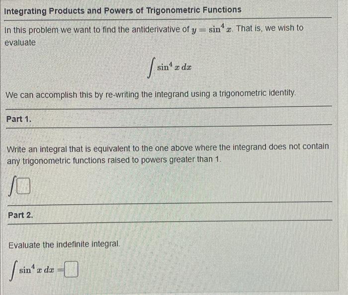 Solved Integrating Products and Powers of Trigonometric | Chegg.com
