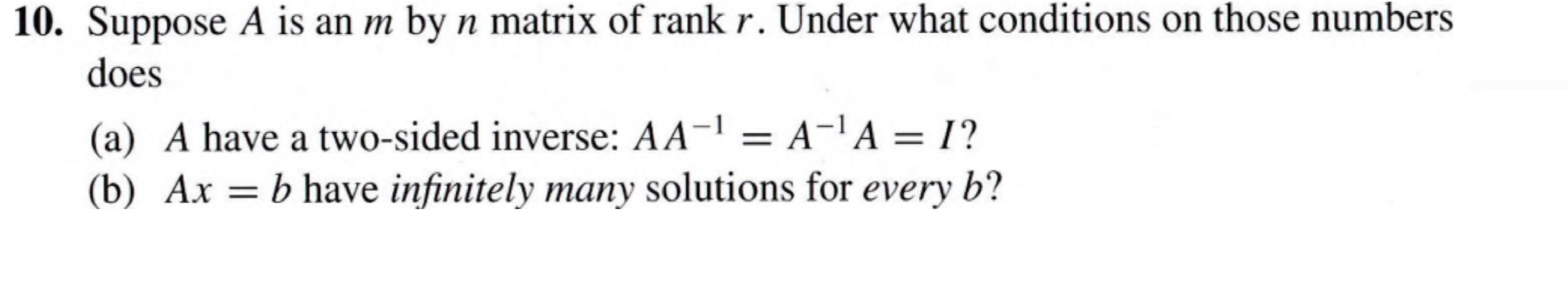 Solved Suppose A ﻿is an m ﻿by n ﻿matrix of rank r. ﻿Under | Chegg.com
