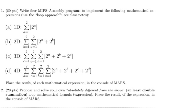 Solved 1 80 Pts Write Four Mips Assembly Programs To 