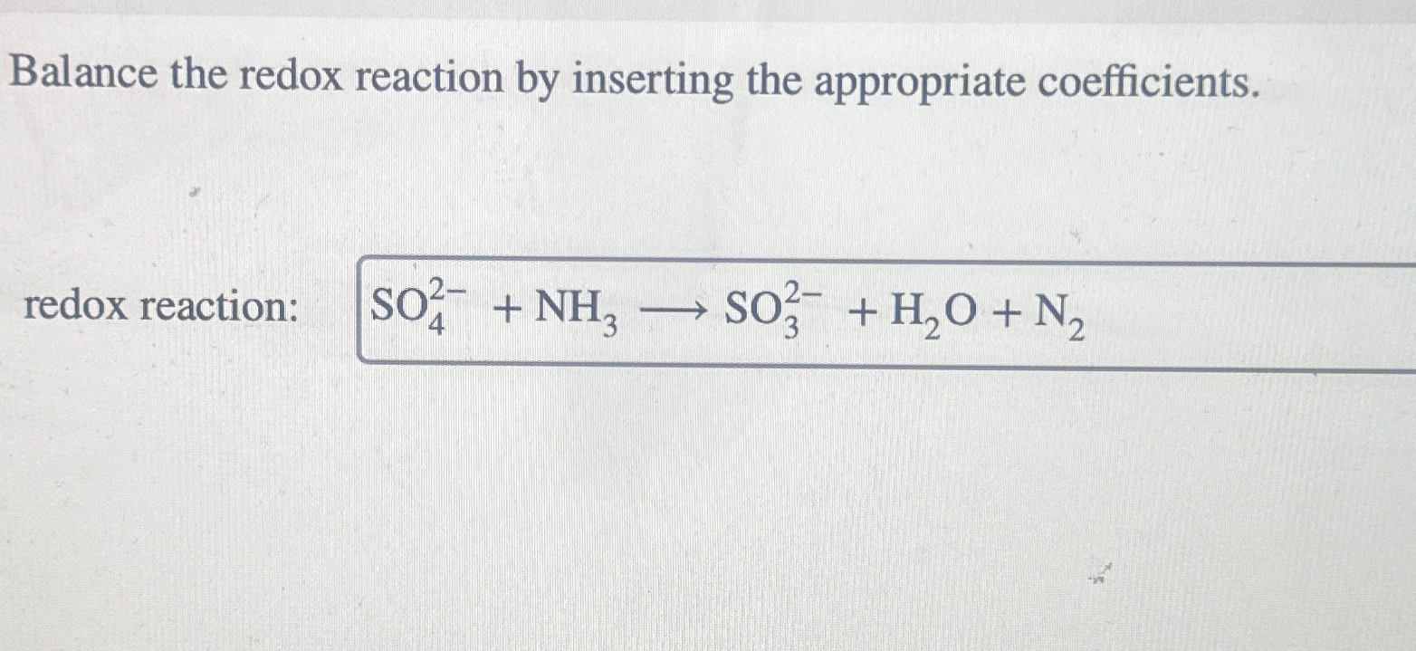Solved Balance the redox reaction by inserting the | Chegg.com
