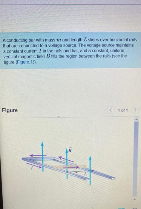 Solved A conducting bar with mass m and length L slides over | Chegg.com