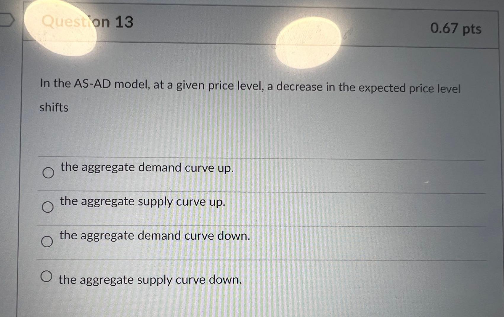 Solved In the AS-AD model, at a given price level, a | Chegg.com