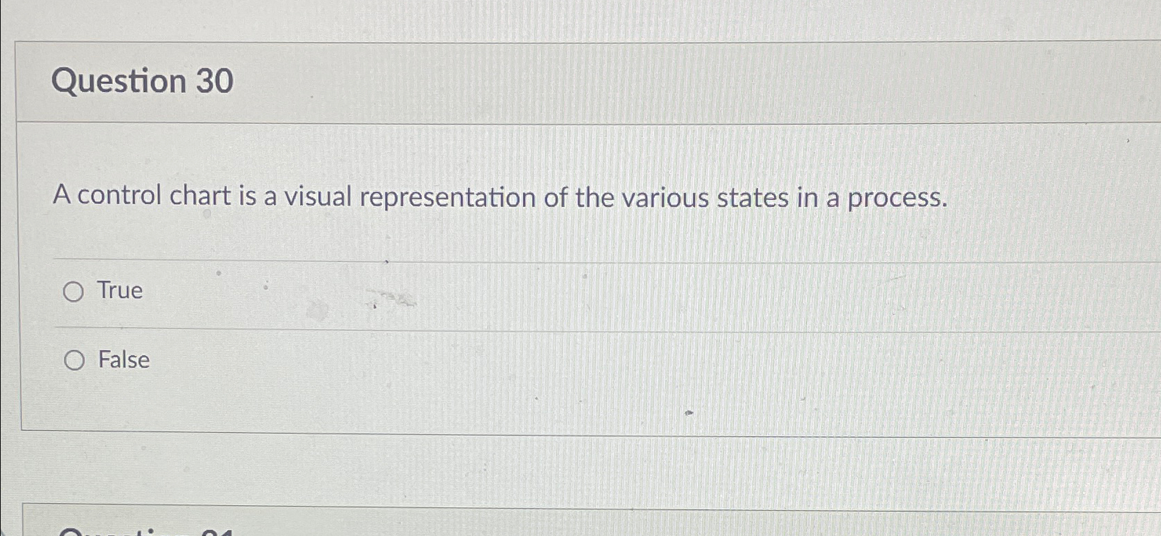 Solved Question 30A control chart is a visual representation | Chegg.com