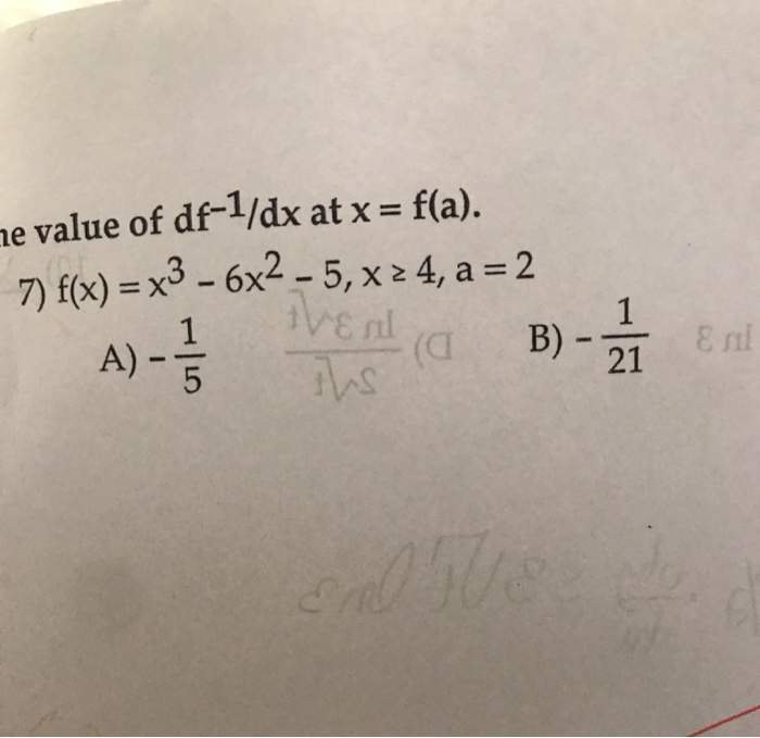 Solved e value of df1/dx at x f(a). 7) f(x) = x3 - 6x2-5, x | Chegg.com