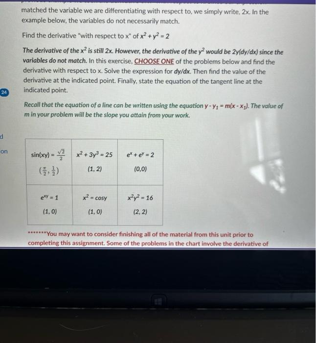 Solved matched the variable we are differentiating with | Chegg.com